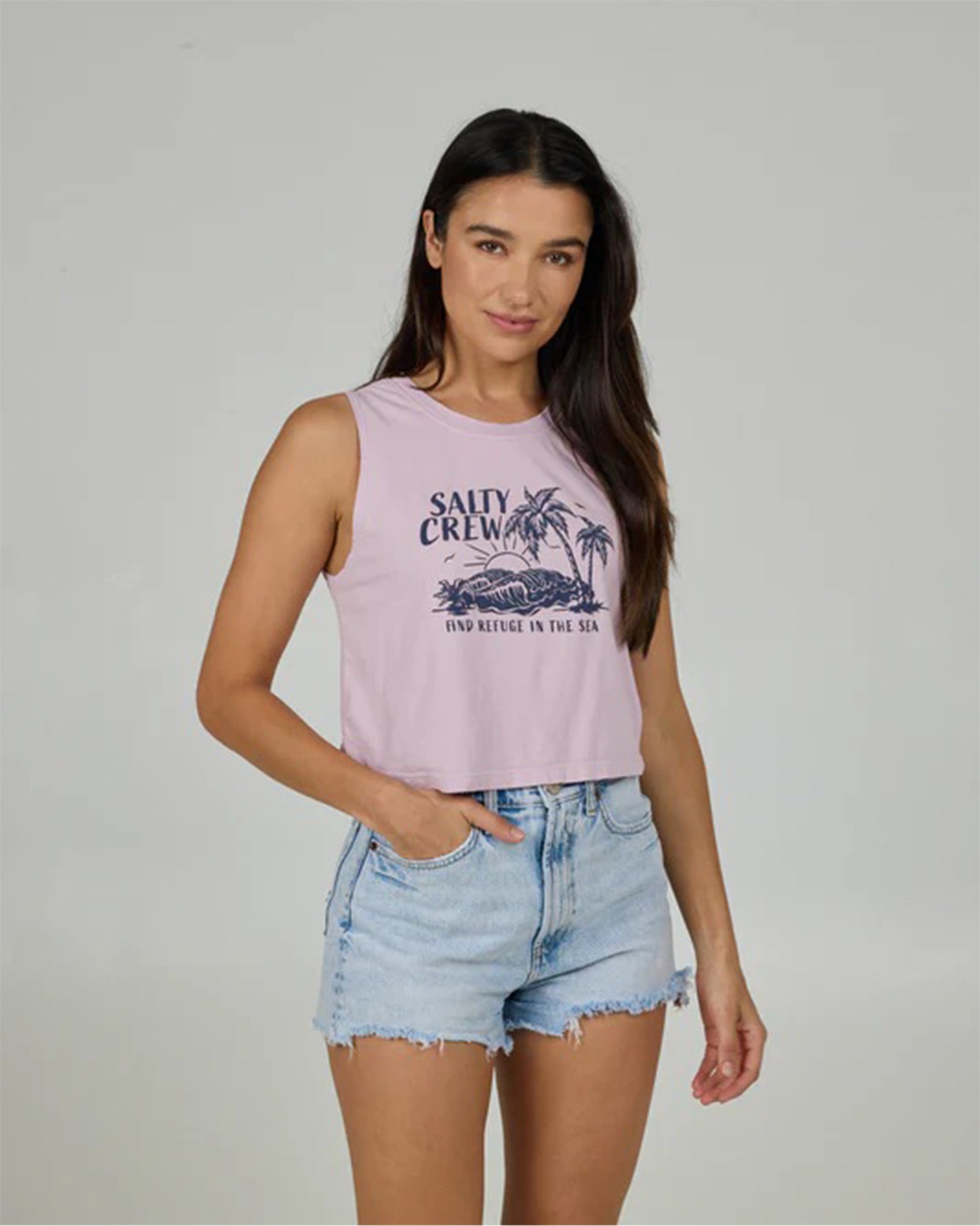 Outside Cropped Tank - Pale Orchid – Jack's Surfboards