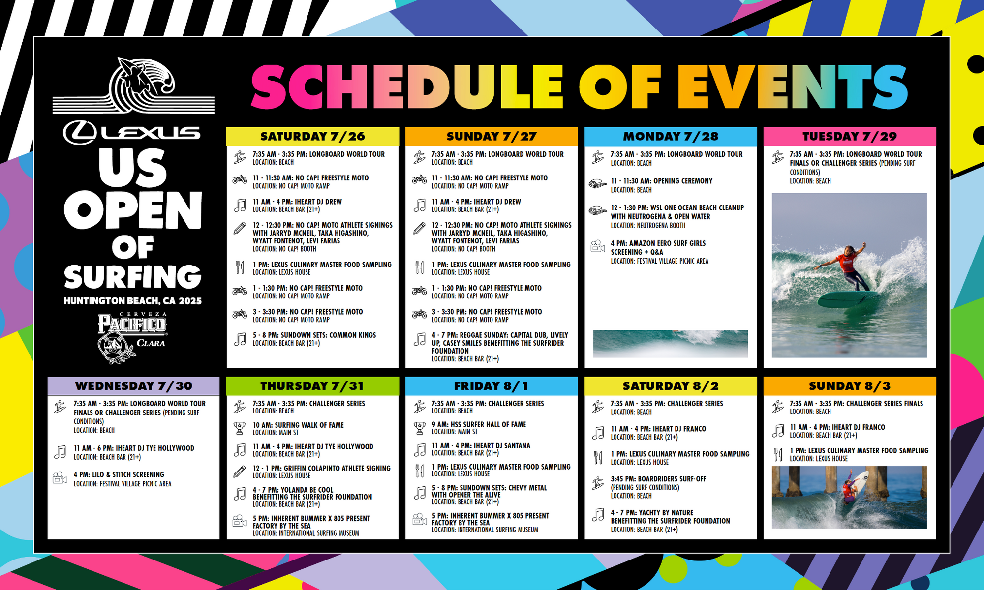 US OPEN Schedule of Events – Jack's Surfboards